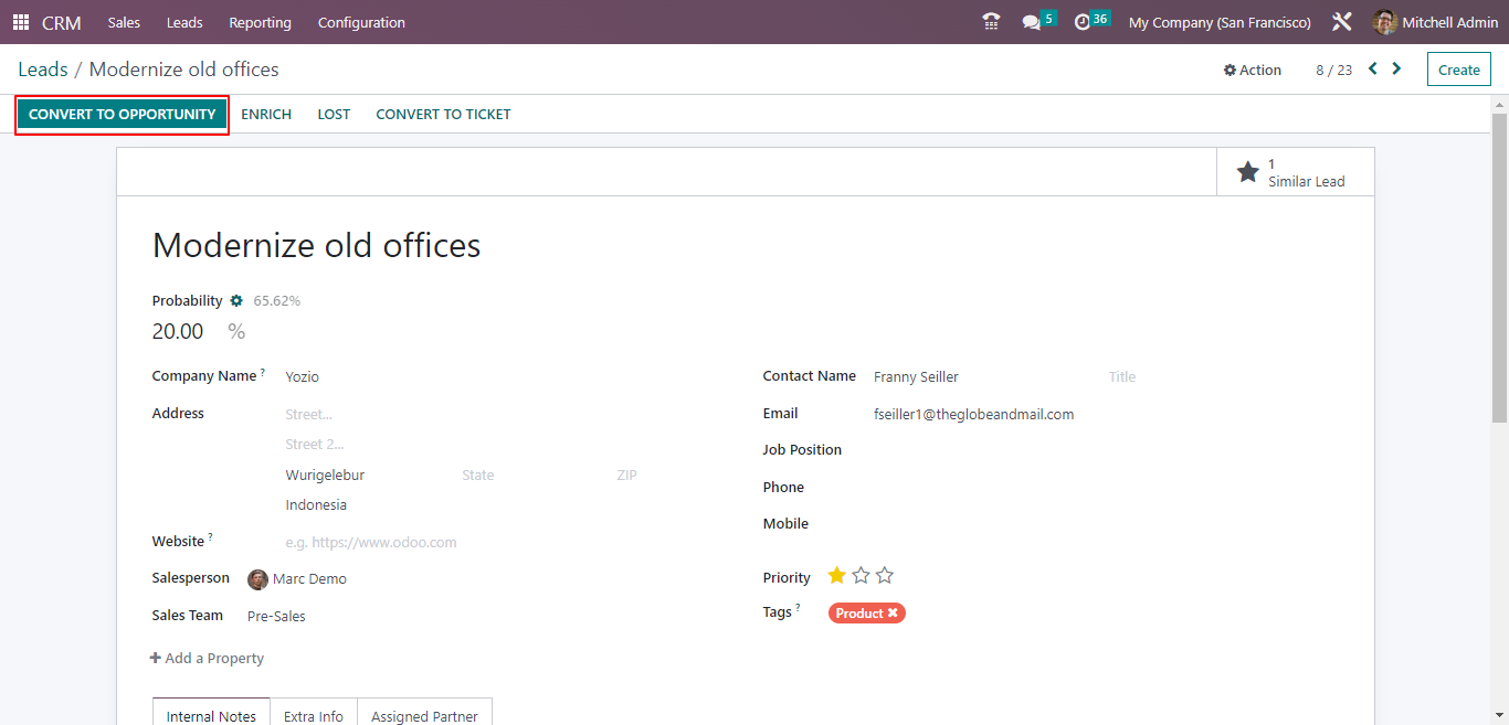 How To Convert Your Lead to Opportunity in Odoo 16 CRM? | Konsultoo